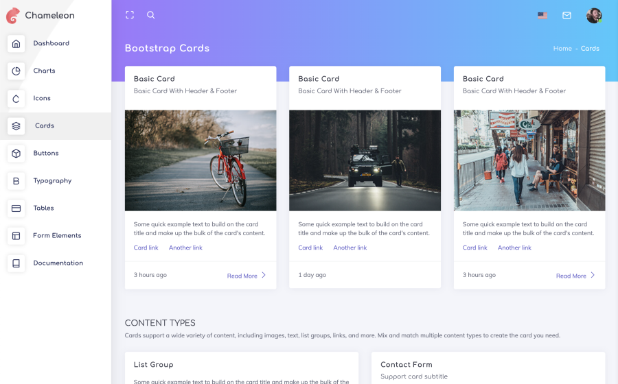 Chameleon Dashboard FREE - Bootstrap 4