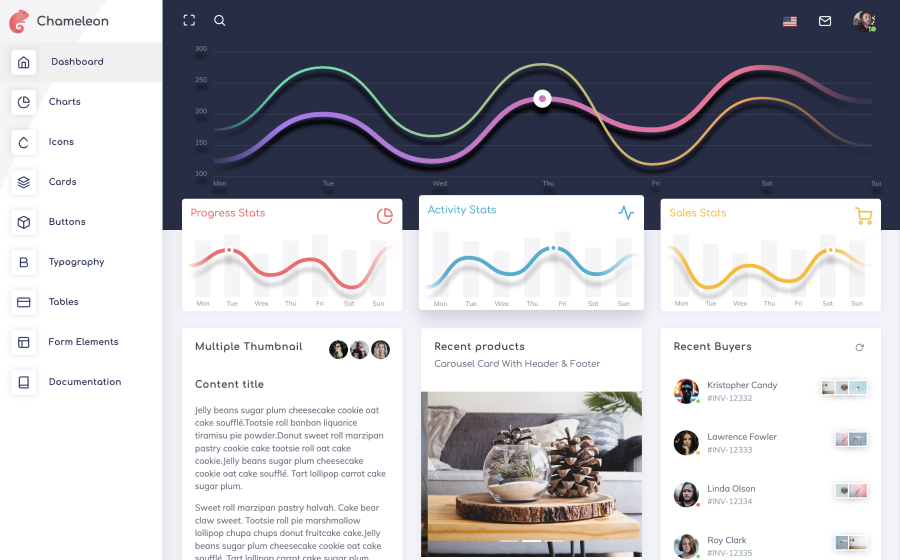 Chameleon Dashboard FREE - Bootstrap 4