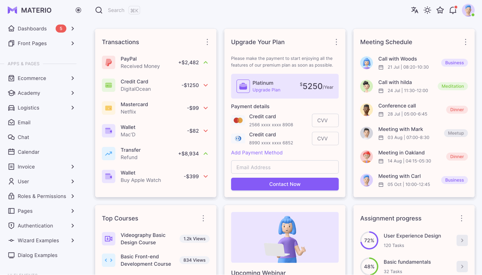 Materio Aspnet Core Mvc Admin Template