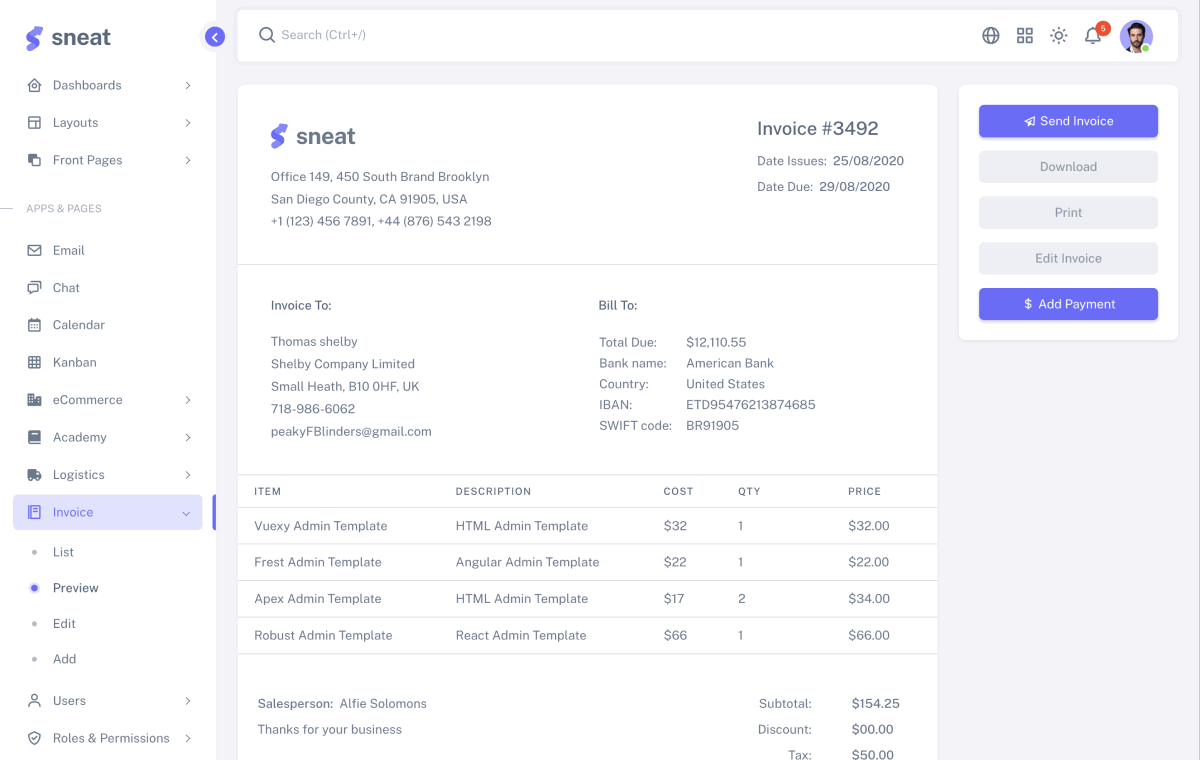 Sneat Dashboard Pro Laravel 11