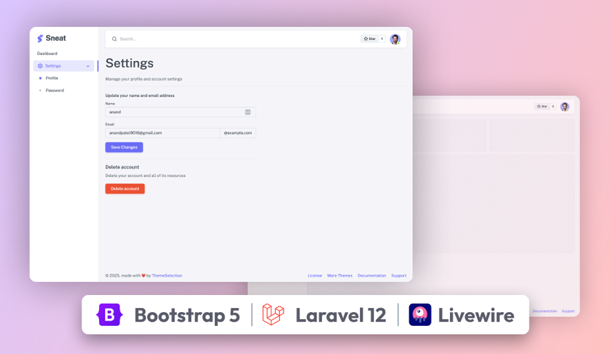 Sneat - Free Bootstrap Laravel Livewire Starter Kit